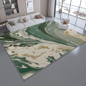 Generic Tapis Salon Lavable en Machine 140 x 200 cm - Poil Court Doux et R&eacute;sistant Abstrait Peinture Fluide Textures Imprim&eacute; Tapis pour Salon Chambre Cuisine 