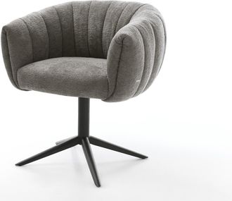DELIFE Drehstuhl Jada-Flex Boucl&eacute; Soft Schlamm Fu&szlig;kreuz Schwarz 360&deg; drehbar Wippfunktion Taschenfederkern, Esszimmerst&uuml;hle
