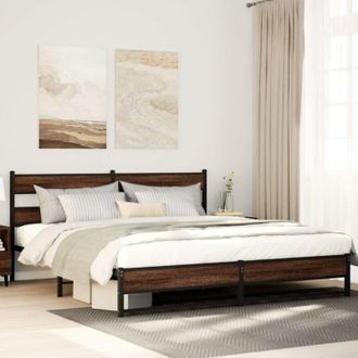 vidaXL Cadre de lit en m&eacute;tal sans matelas ch&ecirc;ne marron 180x200 cm Vidaxl