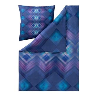 ESTELLA Mako Satin Bettw&auml;sche Nila Saphir (2 x 80x80 + 1 x 200x200 cm)