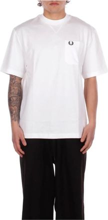 Fred Perry Homme, Tops, Blanc, Taille: M T-Shirt avec poche