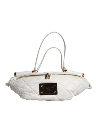 Dolce & Gabbana Quilted Logo Plaque Belt Bag - White