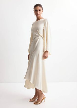 Mango Robe satin&eacute;e fronc&eacute;e &eacute;cru - Femme - XS - MANGO
