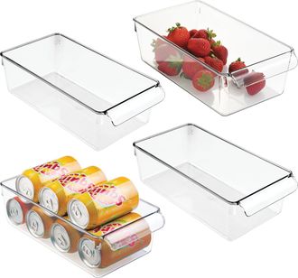 InterDesign iDesign K&uuml;hlschrank-Aufbewahrungsbeh&auml;lter mit Griff, K&uuml;hlschranktablett f&uuml;r Fleisch und K&auml;se, transparent, 4 St&uuml;ck
