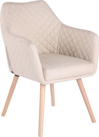 Clp Esszimmerstuhl mit Armlehne Gent, Sessel mit Holzgestell, moderner K&uuml;chenstuhl mit gepolsterter Sitzfl&auml;che und Bodenschonern, bis 120 kg, Farbe:Creme,