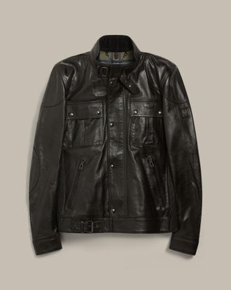 Belstaff Veste Ic&ocirc;ne Gangster Pour Homme Cuir Cir&eacute; Main Noir 44