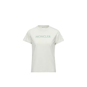 Moncler Moncler T-shirt En Coton &Agrave; Logo Brod&eacute; Ton Sur Ton, Femme, Vert, Taille: Xl