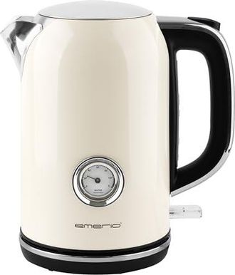 Emerio Wasserkocher Retro Style | 2200 Watt | 1.7 Liter | Edelstahlgeh&auml;use | Wasserstandsanzeige | Wassertemperaturanzeige | Kalkfilter | automatische Abscha