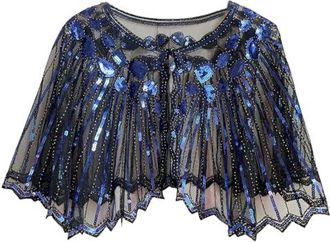 Generic Ch&acirc;les &agrave; perles pour robes de soir&eacute;e, cape de soir&eacute;e &agrave; paillettes, ch&acirc;le de mari&eacute;e, ch&acirc;le &agrave; paillettes pour femme f&ecirc;te formelle, 001 Bleu roi, Taille 
