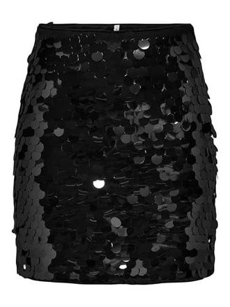 Only Onlnancy JRS Jupe &agrave; Sequins, Noir, L Femme