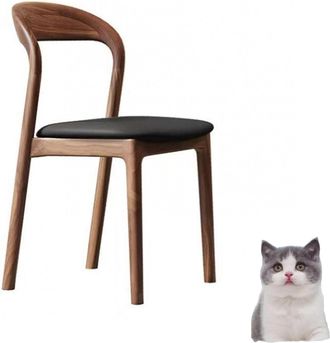 Generic Holzstuhl für Esszimmer Ergonomisch gebogenes Rückendesign für Home Kitchen Office Schwarz 81 * 43 * 46cm