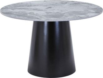 ebuy24 Ebuy24 - Table repas ronde 120x75 cm effet marbre gris et pied en métal noir