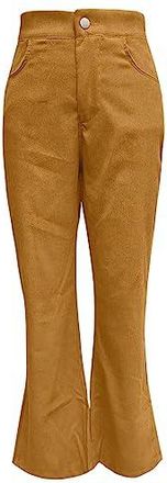 Generic Pantalon en velours c&ocirc;tel&eacute; pour femme - Coupe ajust&eacute;e - Taille haute - Pantalon de loisirs - Long - L&eacute;ger et confortable - Pantalon de d&eacute;tente &eacute;l&eacute;gant