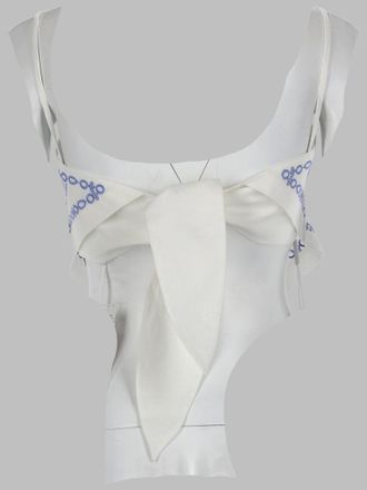 Self Portrait Embroidered Linen Blouse - White