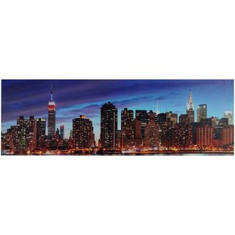 Mendler Toile de d&eacute;coration murale LED tableau illumin&eacute; avec minuterie 120x40cm, motif New York