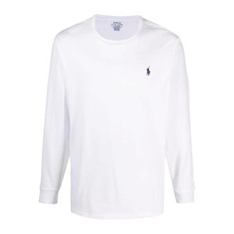 Ralph Lauren T-shirt &agrave; manches longues col rond coupe personnalis&eacute;e ajust&eacute;e - Homme - Tops - Blanc - Taille: XL