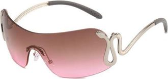 Generic Lunettes de soleil sans monture pour homme et femme avec monture en métal UV400, Thé argenté rose, Taille unique