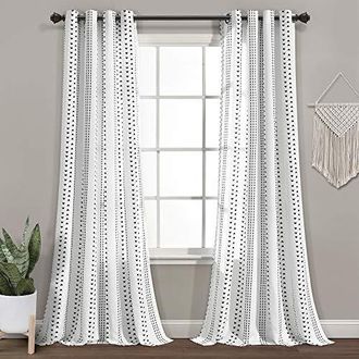 Lush D&eacute;cor Window Curtain Panel Pair Hygge Stripe Fenstervorhang, 1 Paar, schwarz/wei&szlig;, 95 Long x 52 Wide