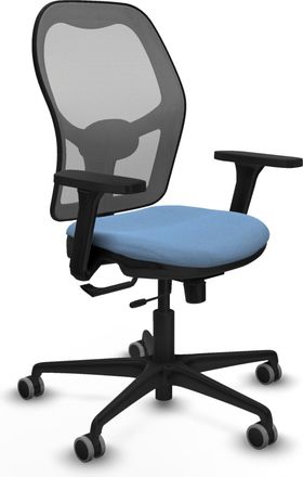 Piqueras y Crespo B&uuml;rostuhl mit 3D-Armlehnen, h&ouml;henverstellbare Lendenwirbelst&uuml;tze, ausgestattet mit Syncro/Translack und Schaumstoff, Rollen 65 mm, Parkett, Grau/Himme