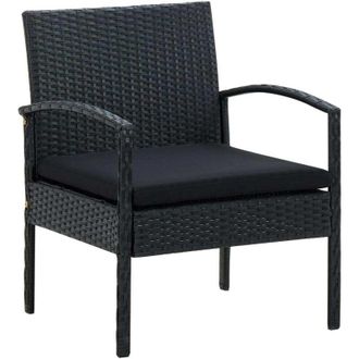 vidaXL Prolenta Premium Gartenstuhl mit Kissen Poly Rattan Schwarz