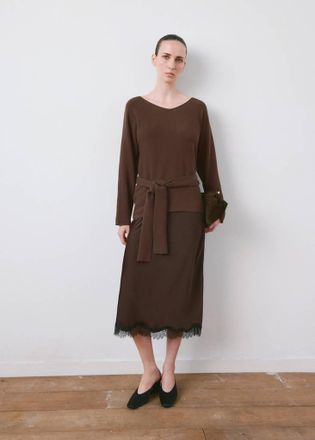 Mango Pull-over ceinture maille chocolat - Femme - XS - MANGO