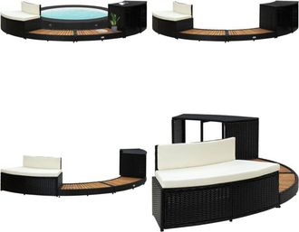vidaXL Whirlpool-Einfassung Schwarz Poly Rattan und Massivholz Akazie - Whirlpool-Einfassung - Whirlpool-Einfassungen - Home & Living