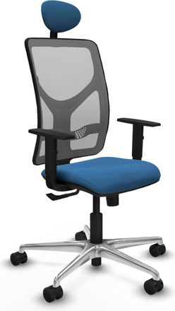 Piqueras y Crespo Computerstuhl mit Rollen, 1D-Armlehnen, h&ouml;henverstellbare Lendenwirbelst&uuml;tze und festes Kopfteil, ausgestattet mit 3 Positionen, Grau/Hellblau