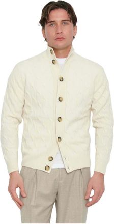 Paolo Fiorillo Homme, Pulls, Beige, Taille: XL Bott.Ml Treccia Cardigan