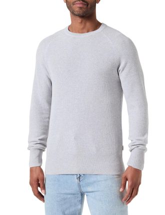 Jack & Jones Herren Jcomaze Knit Crew Neck Strickpullover, Light Grey Melange, S