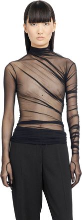 Ann Demeulemeester Gloved Long Sleeves Xenia Draped Top