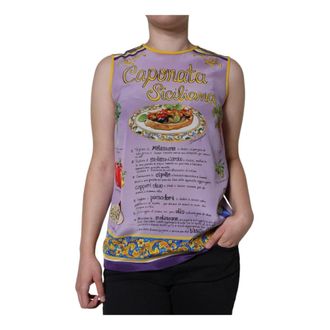 Dolce & Gabbana Lila Seiden Caponata Print Tank Top - - Tops - Damen - Lila - S