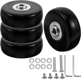 Yardwe 50 MM Schwenkbare Ersatz Kofferrollen mit Kugellager Universelles Reparaturset f&uuml;r Trolley Gep&auml;ck Ger&auml;uschlos Inkl Schraubenschl&uuml;ssel und Achsenschrau