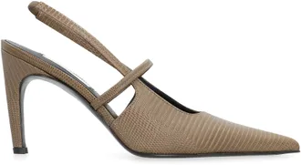 Toteme Womens Slingbacks Embossed Leather Khaki Calf Shoe