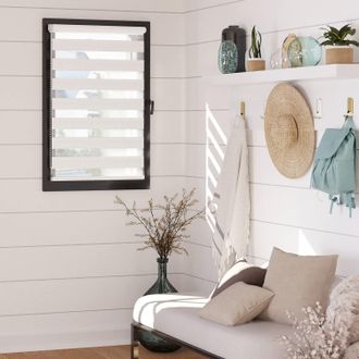 Mad&eacute;co Double Store Enrouleur Jour Nuit - Blanc - L65 x H190cm - Fixation Avec ou sans per&ccedil;age - Cha&icirc;nette coordonn&eacute;e