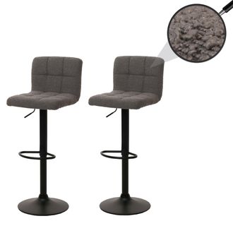 Mendler 2er-Set Barhocker HWC-G87, Tresenhocker Barstuhl, h&ouml;henverstellbar drehbar, Stoff Boucle (450g/m&sup2;) FSC - dunkelgrau
