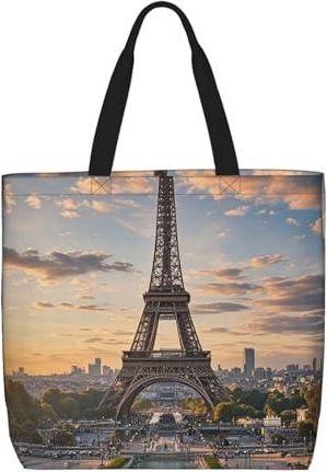 Generic Tour Eiffel &Agrave; Paris Sac Fourre-Tout Grand Sacs De Courses D&eacute;contract&eacute; Sac A Main Femmes Pour Shopping Voyage Travail