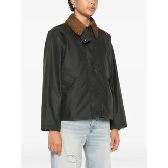 Barbour Waxed Cotton with Corduroy Collar Jacket - Black