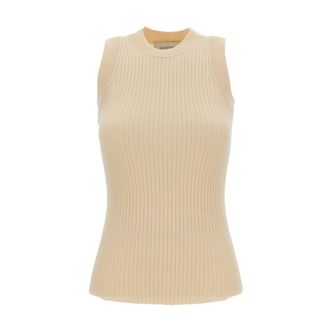Sportmax Femme, Tops, Beige, Taille: 38 FR Tione Ribbed Tank