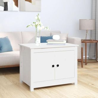 vidaXL Couchtisch Wei&szlig; 71x49x55 cm Massivholz Kiefer - Vidaxl