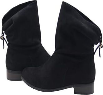 Generic Bottines Confortables &agrave; Talon Carr&eacute; pour Femmes, Bottines Courtes Habill&eacute;es &agrave; Bout Rond avec Fermeture &eacute;clair Lat&eacute;rale, Chaussures &agrave; Petit Talon pour 