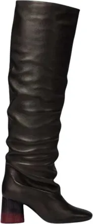 Paul Smith Femme, Chaussures, Noir, Taille: 37 EU Bottes Cuissardes en Cuir Pliss&eacute;