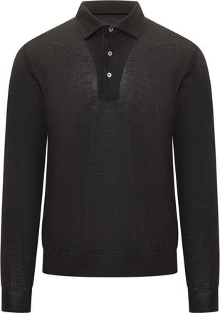 FILIPPO DE LAURENTIIS Homme, Pulls, Noir, Taille: 4XL Long Sleeve Wool Polo
