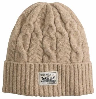Levi's Womens Backpatch Beanie-Holiday Cable Knit Bonnet, Flocon davoine, Taille Unique Femmes