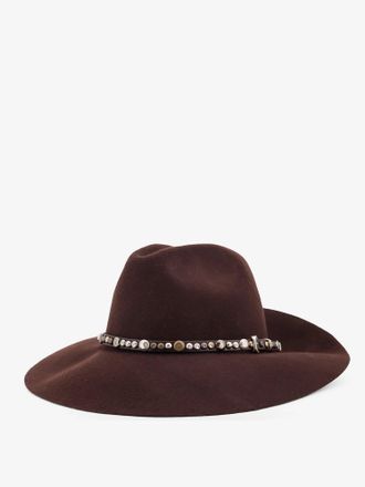 Golden Goose Womens Fedora Hat Brown Cotton
