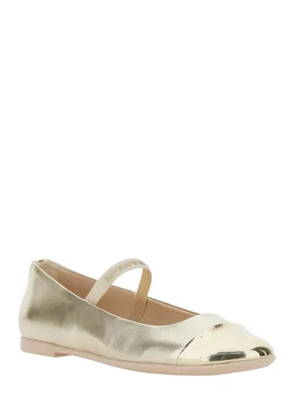 Emporio Armani Girls Ballet Shoes Metallic Calf Leather Ballerinas Flat