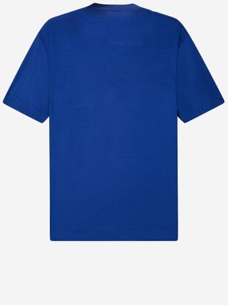 Emporio Armani Mens T-Shirt With Embroidered Logo Navy Lyocell T-Shirts And Polos