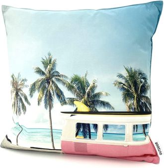 Heimtexland Outdoorkissen Bedruckt 45x45 Garten Lounge Dekokissen Outdoor Lotus Effekt Typ742 Beach Bulli