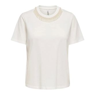 Only Only, Femme, Tops, Blanc, Taille: 38 FR O-Neck Bling Top