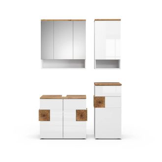 Vicco Badm&ouml;bel-Set Wei&szlig; Eden, bestehend aus Bad Spiegelschrank, Waschbeckenunterschrank, Midischrank, H&auml;ngeschrank - Unterschrank- und H&auml;ngeschrank-Kombinat