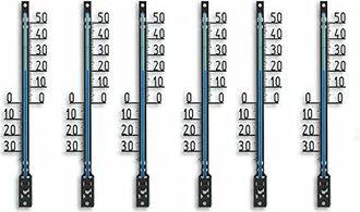 TFA Dostmann 6er-Set Analog-Außenthermometer, 95.1030, für den Außenbereich geeignet, wetterfest, 16 cm hoch, schwarz